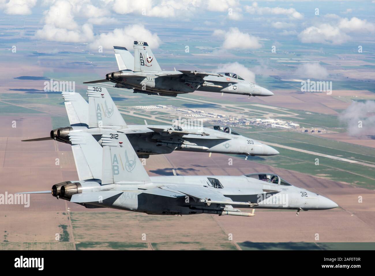LEMOORE, California (March 7, 2019) Three F/A-18E aircraft from Naval ...