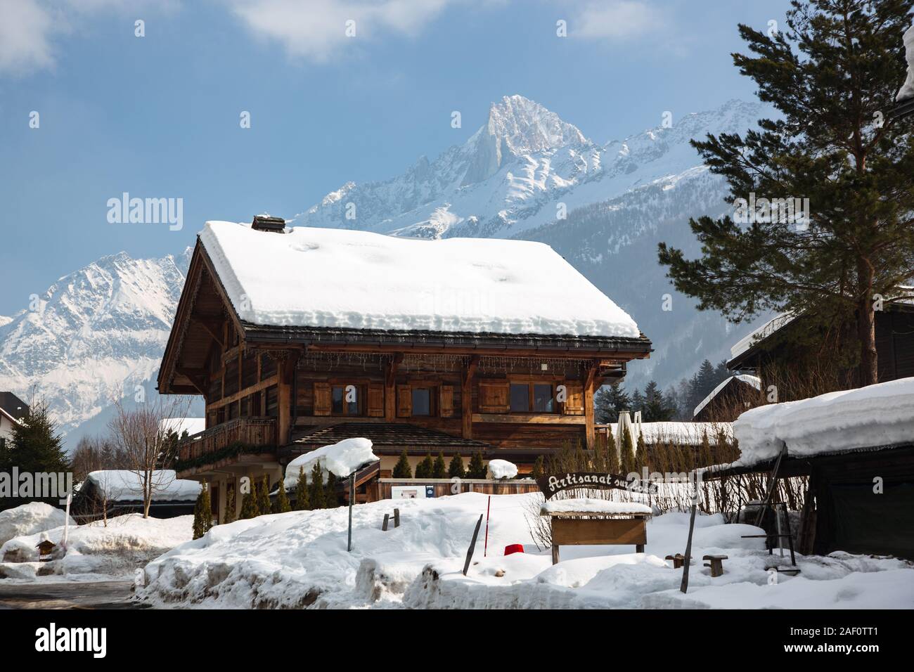 france chamonix vilage mountain glacier snow Stock Photo - Alamy