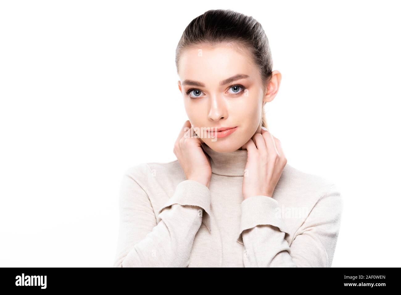 Hands near neck hi-res stock photography and images - Alamy