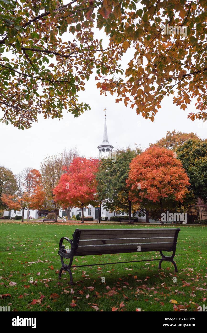 Autumn colors over a New England Town Common Stock Photo - Alamy