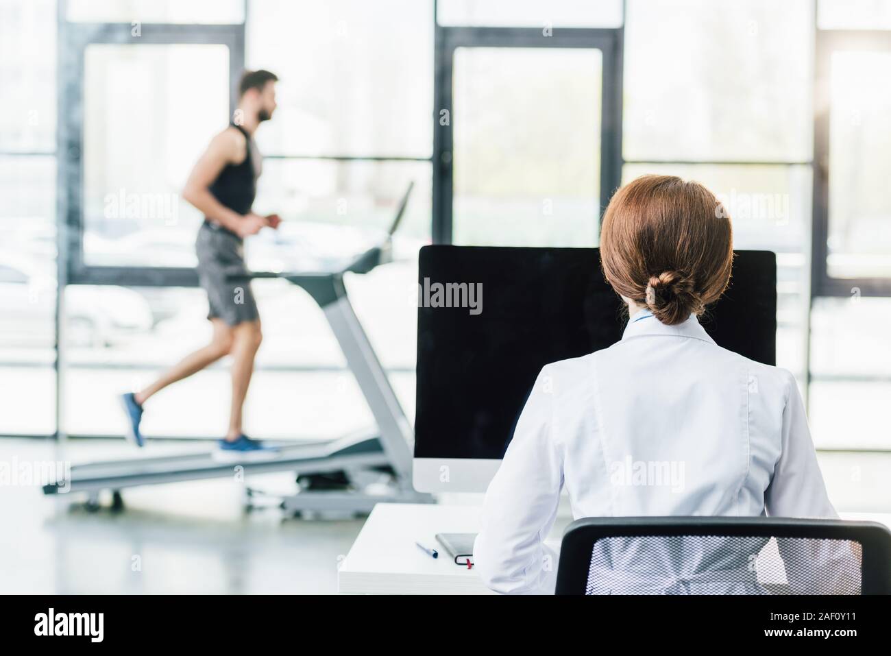 Woman treadmill desk hi-res stock photography and images - Alamy