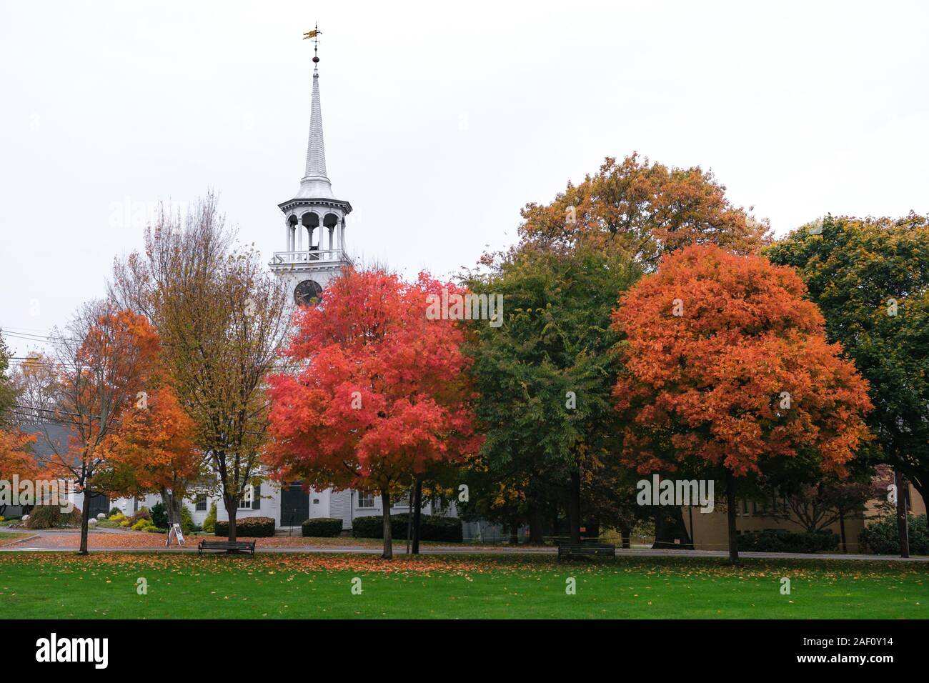 Autumn colors over a New England Town Common Stock Photo - Alamy