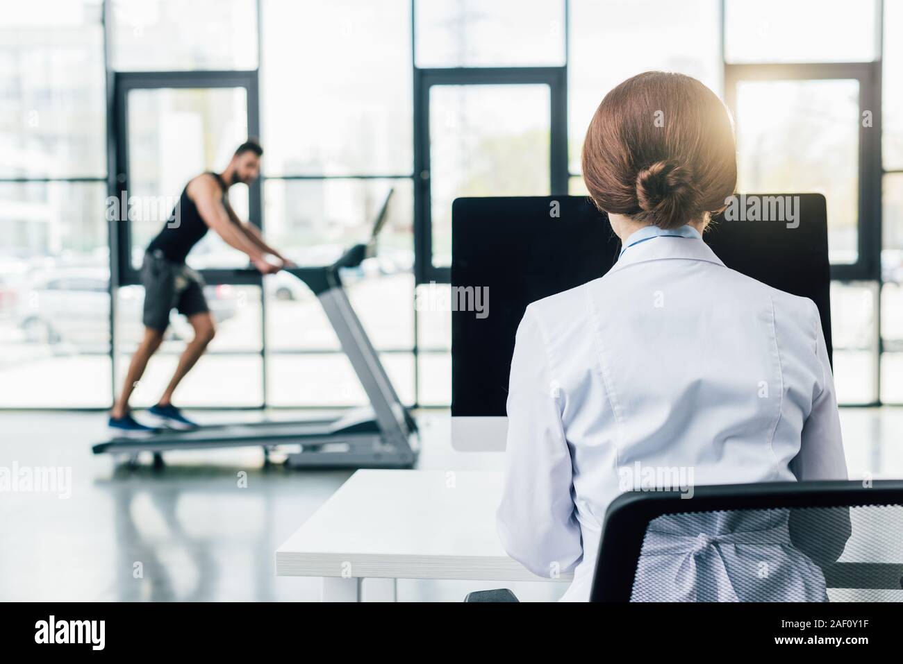 Woman treadmill desk hi-res stock photography and images - Alamy
