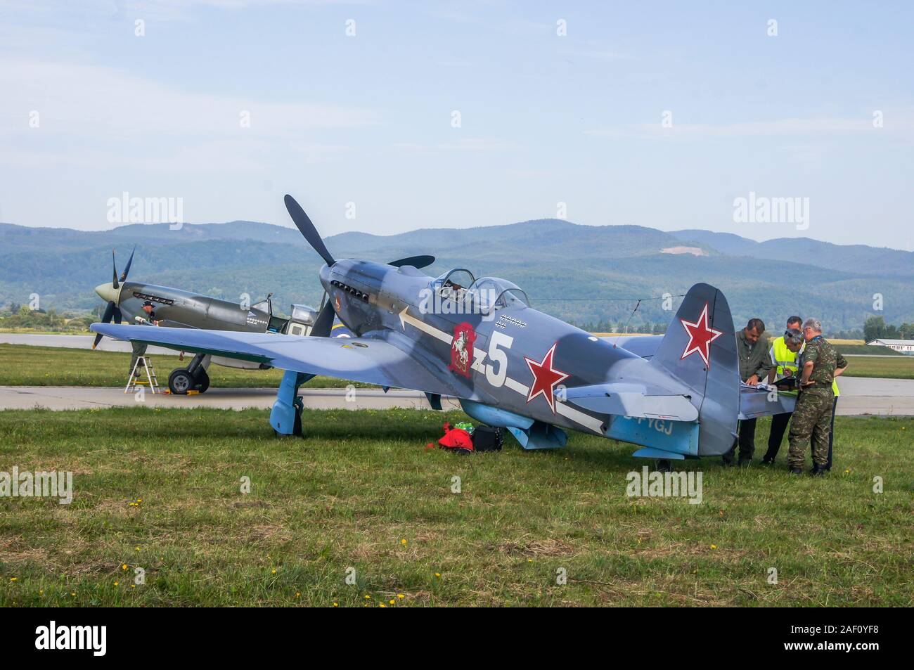 Meeting by the Soviet YAK-3U plane. SIAF Airhow, Sliac, Slovakia 2017 ...