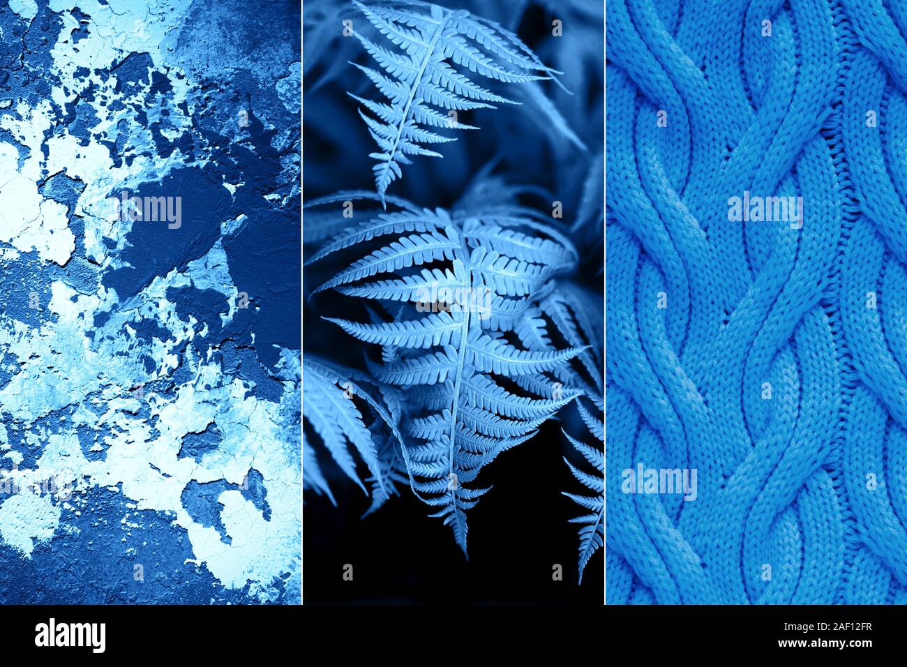 Creative collage inspired by blue color of the year 2020 Stock Photo ...