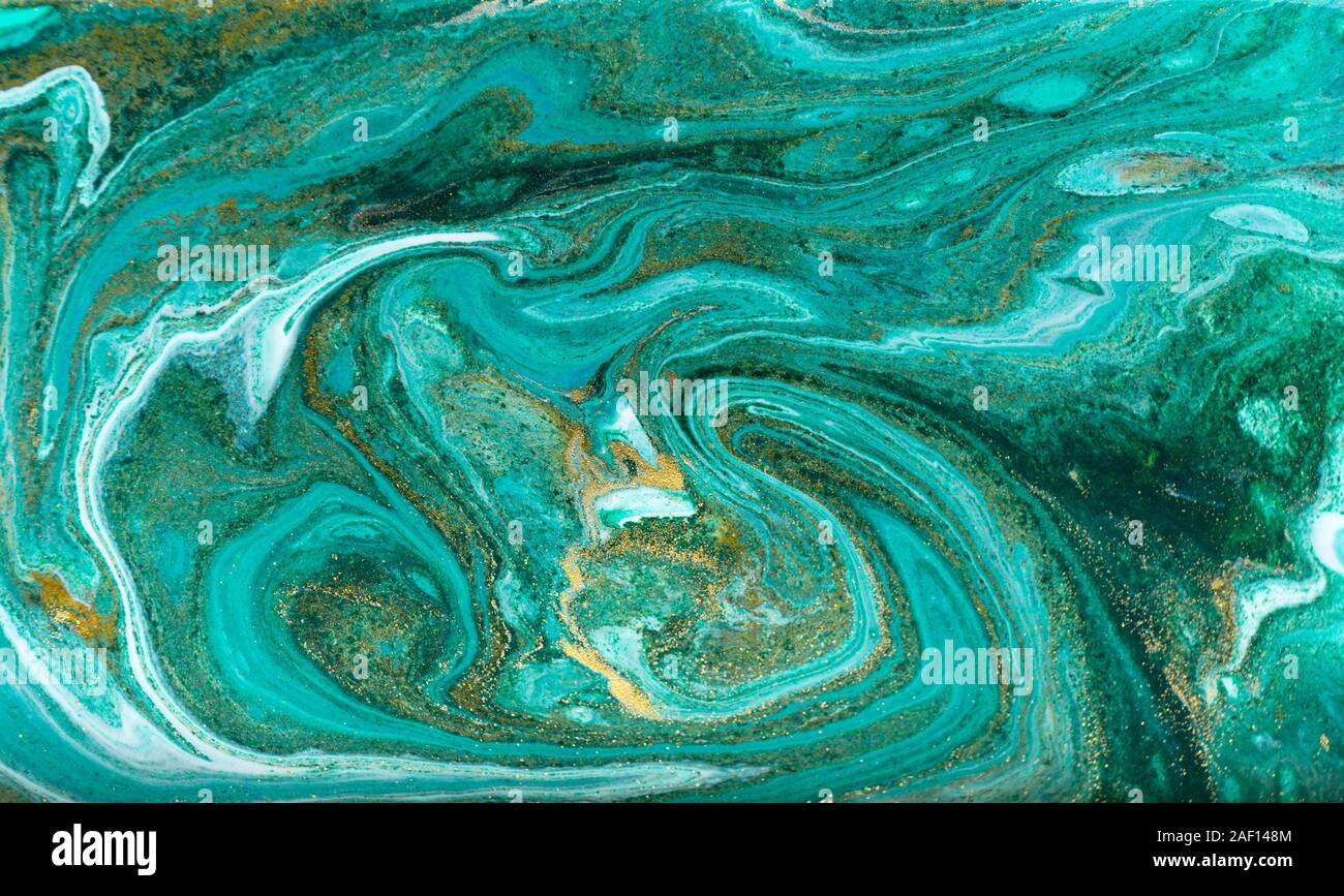 Green and gold glitter ripple pattern. Beautiful liquid texture Stock ...