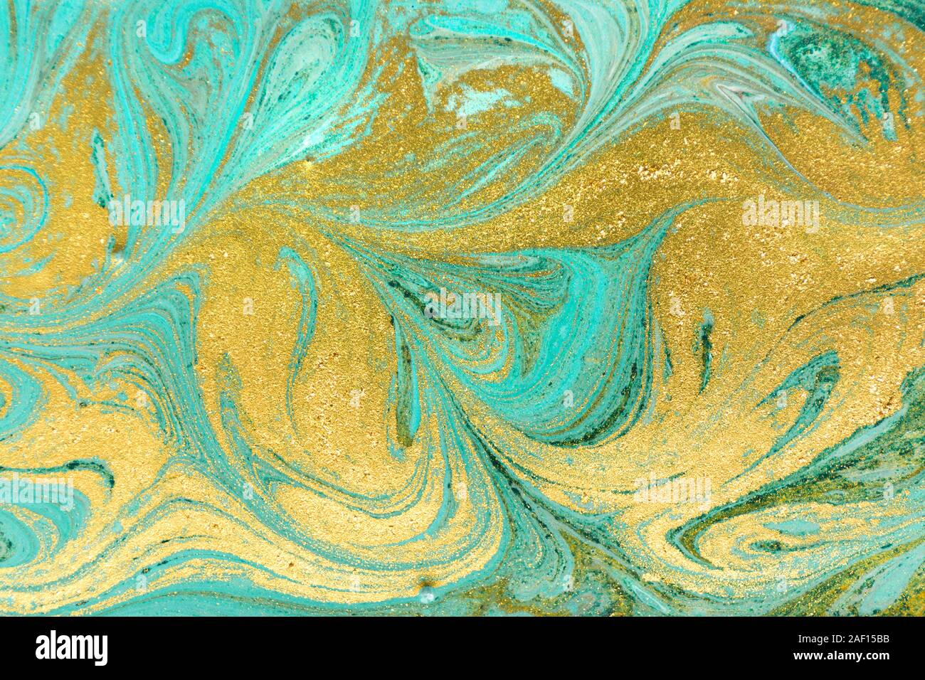 Beautiful gold and turquoise acrylic marble background Stock Photo - Alamy