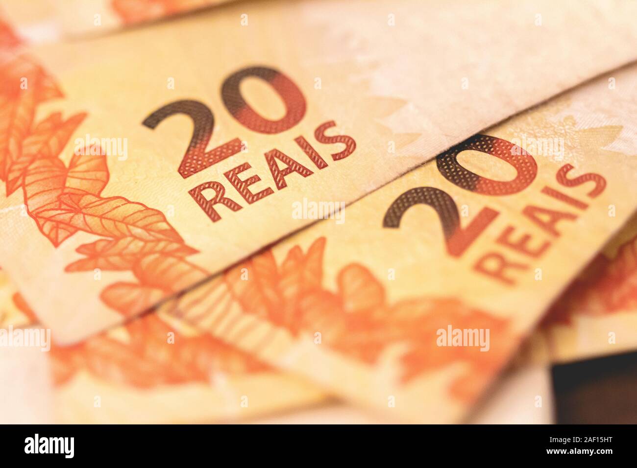 Real currency, money from brazil. Brazilian banknotes in close up ...