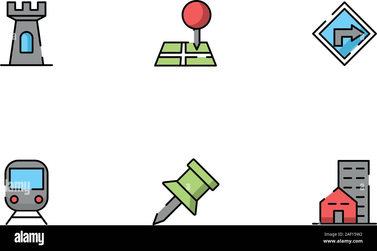 bundle of maps and navigation icons Stock Vector Image & Art - Alamy