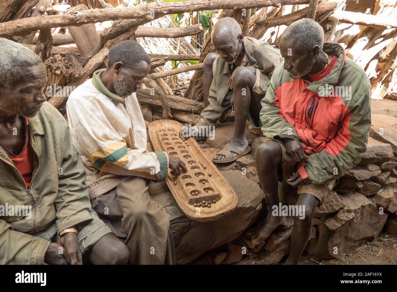 A Group of Traditional Konso Tribe Men Playing Gebra which is the ...