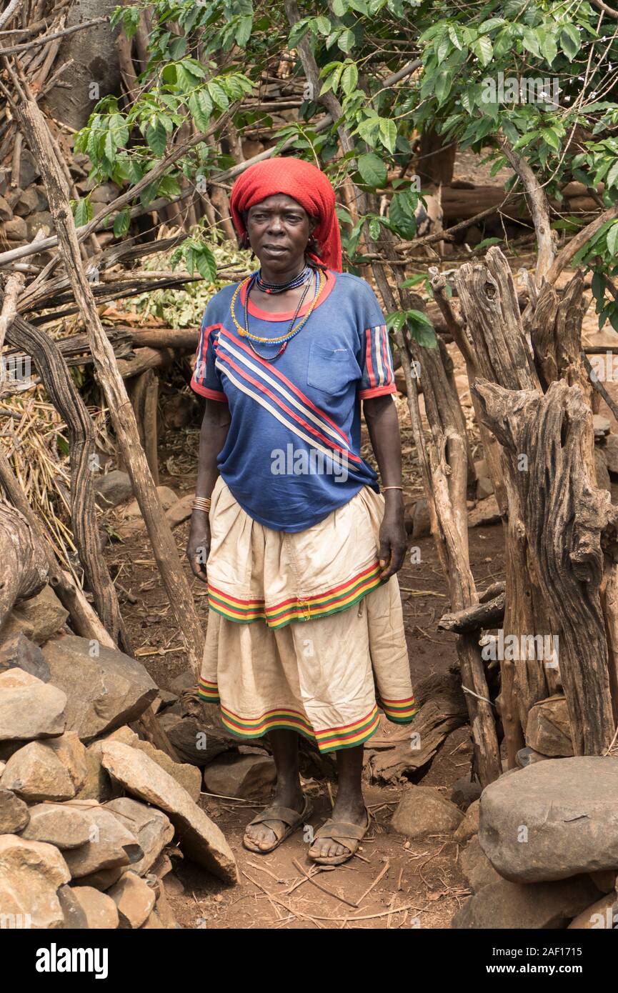 A Traditional Ethiopian Konso Tribe Woman in the Konso Village also ...