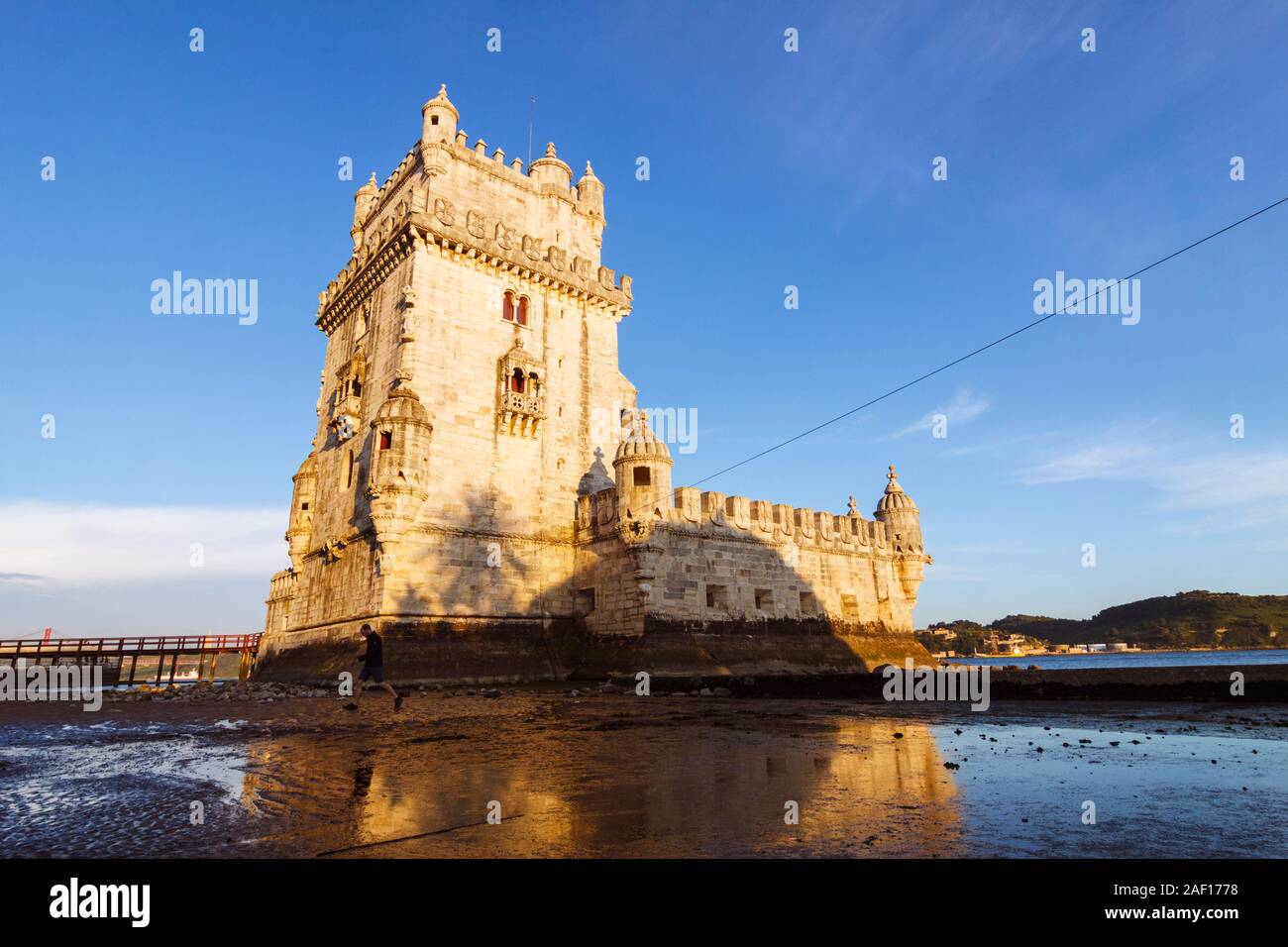 Lisbon, Portugal : Belém Tower view at sunset. The Unesco listed ...