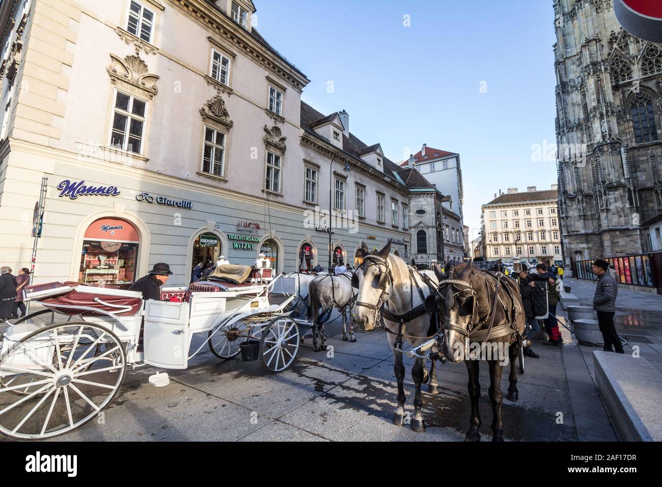 VIENNA, AUSTRIA - NOVEMBER 6, 2019: Fiaker, typical horse drawn ...