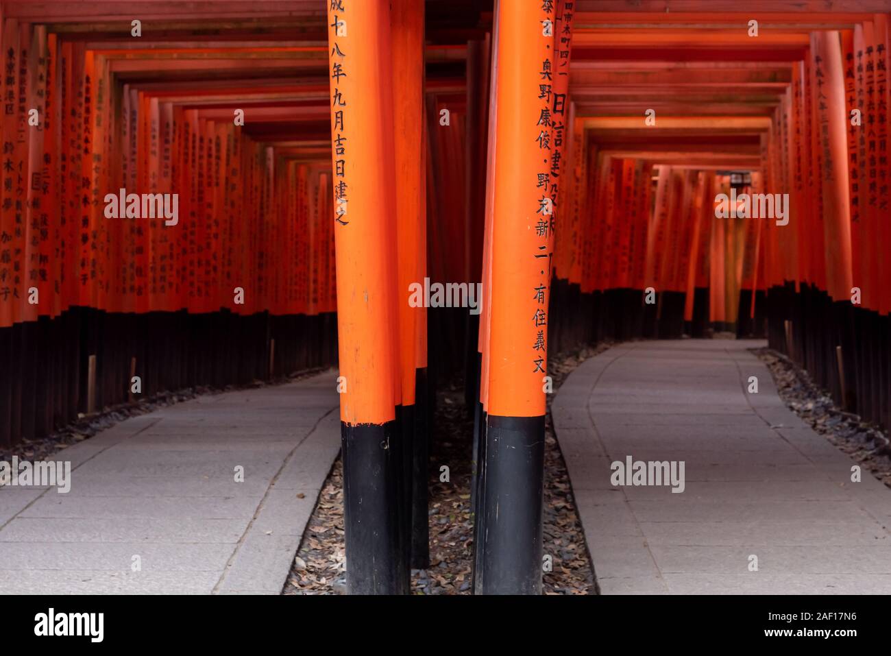 Double Corridor at Fushimi Inari Shrine gates. Kyoto, Japan Stock Photo ...