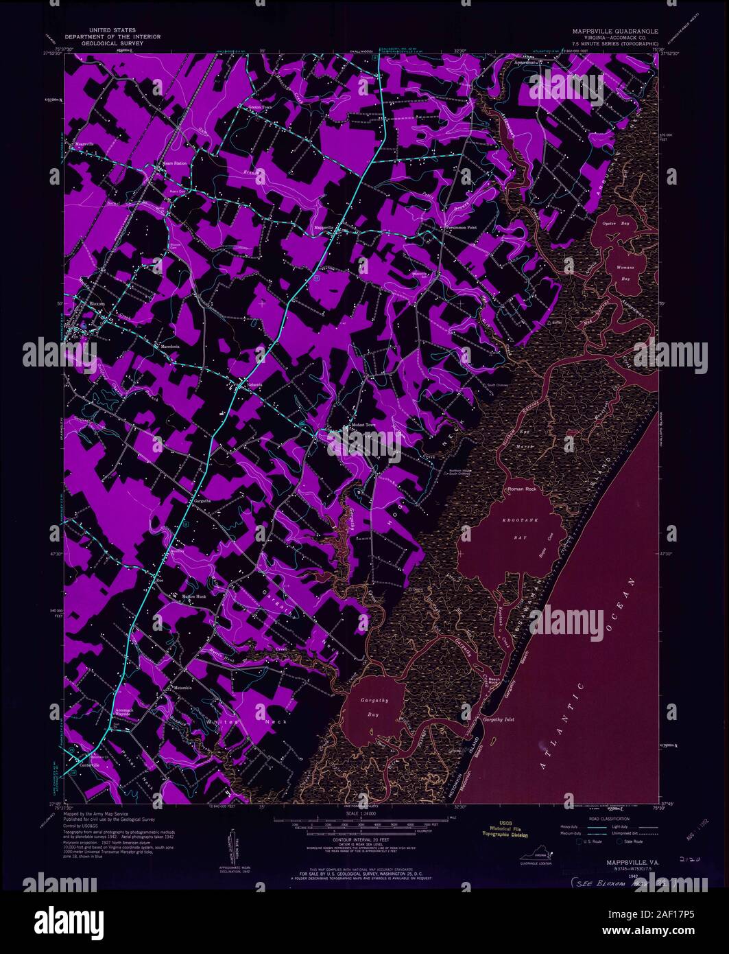 VA Mappsville 185798 1942 24000 Inverted Stock Photo - Alamy