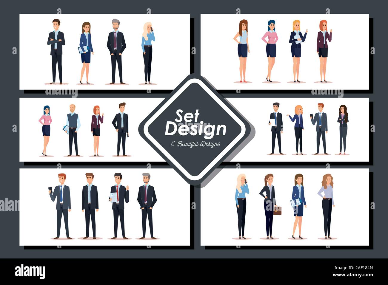 set of six designs group business people Stock Vector Image & Art - Alamy