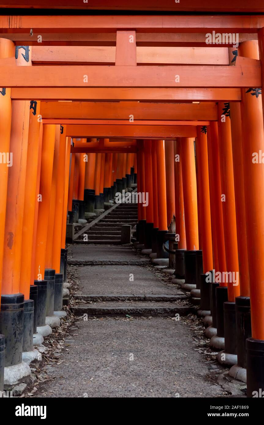 Stairs at Fushimi Inari Shrine gates. Kyoto, Japan Stock Photo - Alamy