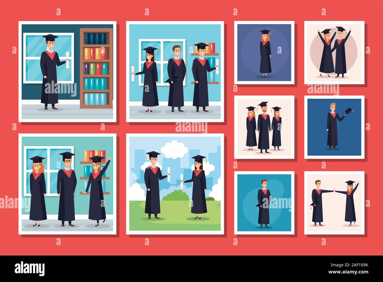 bundle of scenes graduation with young people Stock Vector Image & Art ...