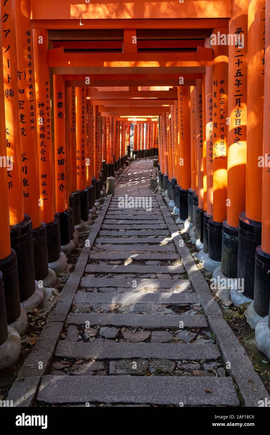 Stairs at Fushimi Inari Shrine gates. Kyoto, Japan Stock Photo - Alamy