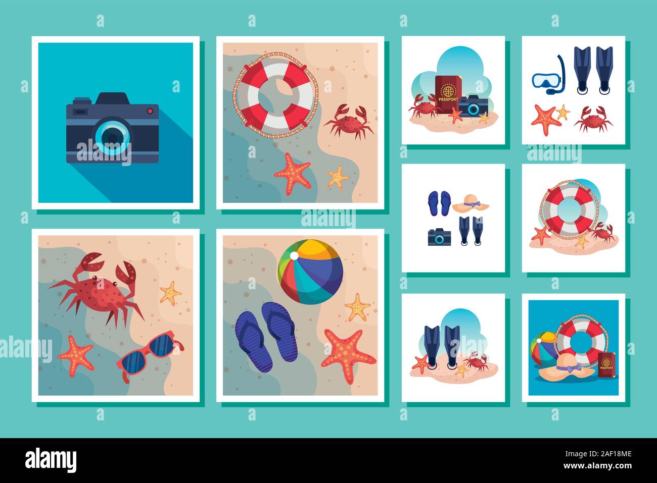bundle of summer scenes with icons Stock Vector Image & Art - Alamy