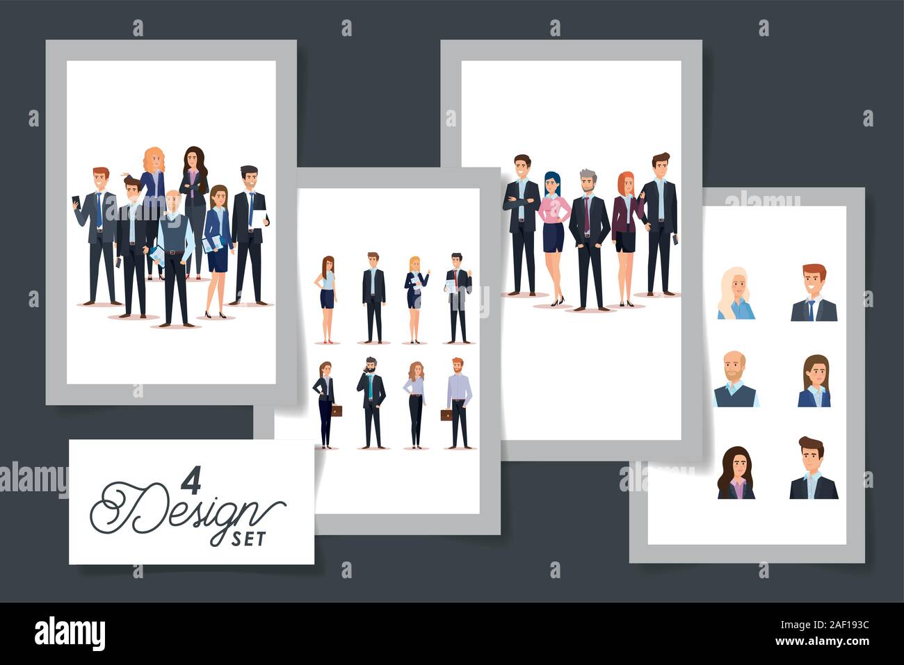 set of four designs group business people Stock Vector Image & Art - Alamy