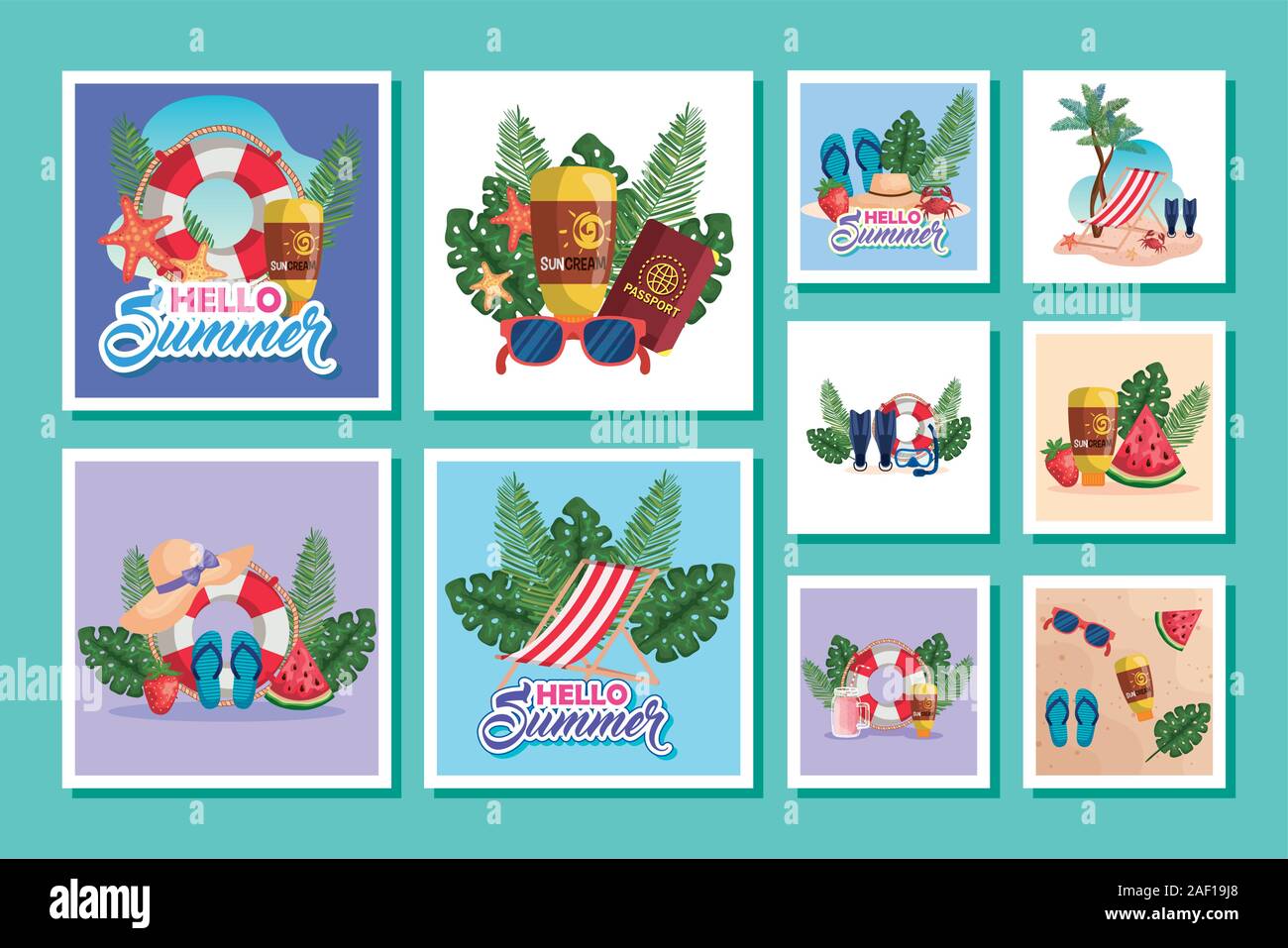 bundle of summer scenes with icons Stock Vector Image & Art - Alamy