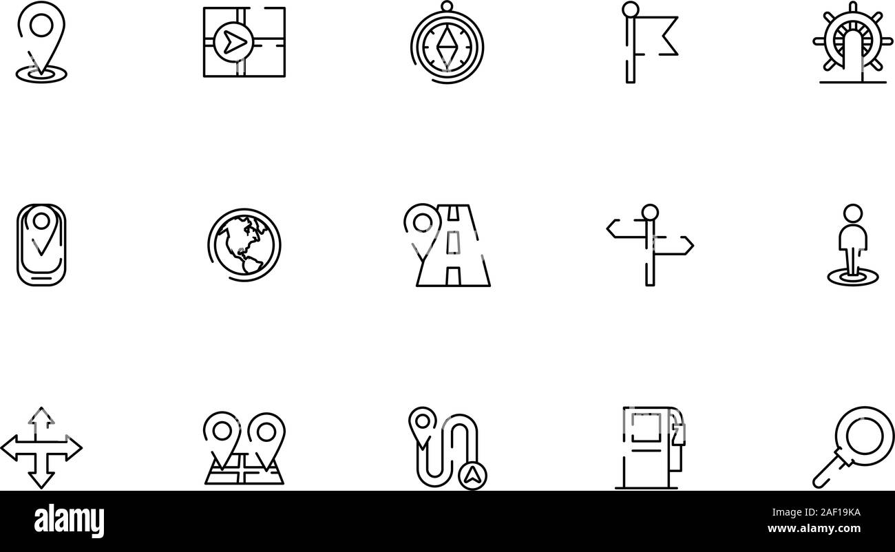 bundle of maps and navigation icons Stock Vector Image & Art - Alamy