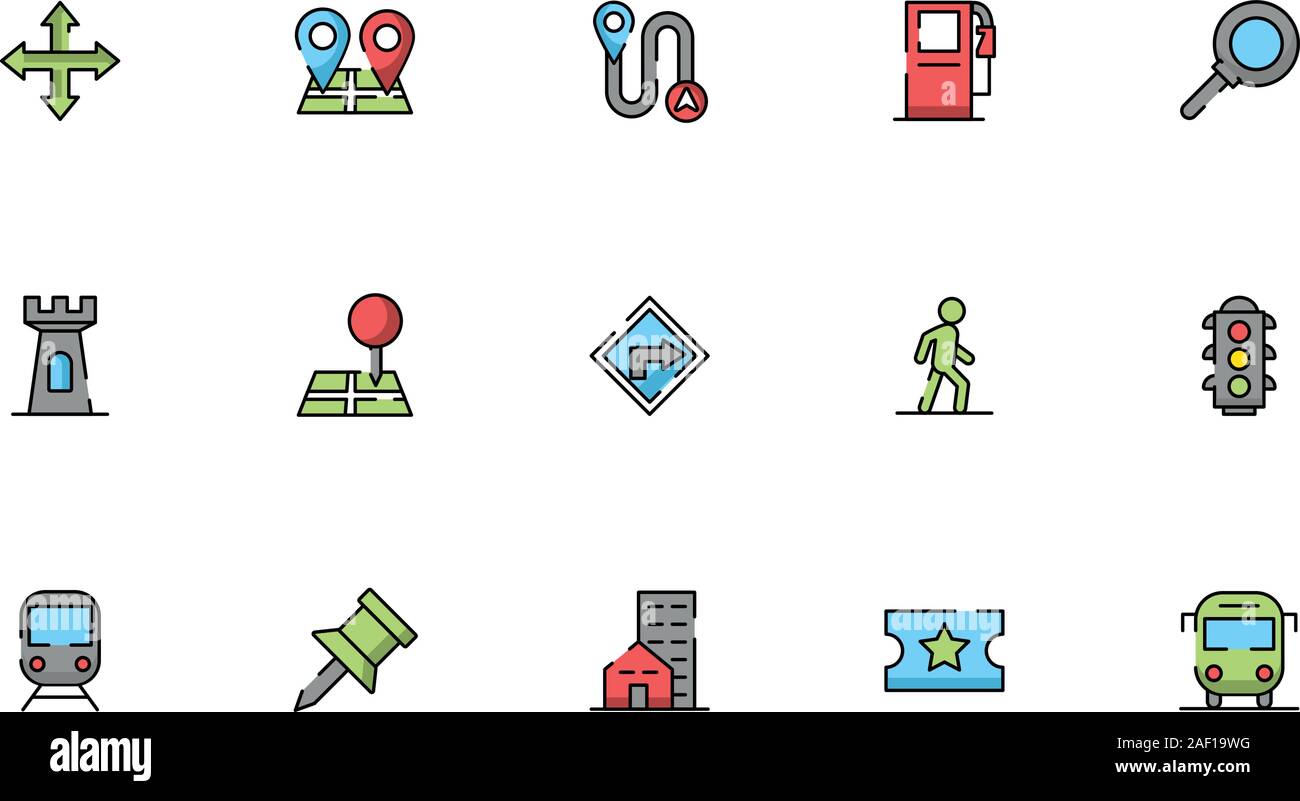 bundle of maps and navigation icons Stock Vector Image & Art - Alamy