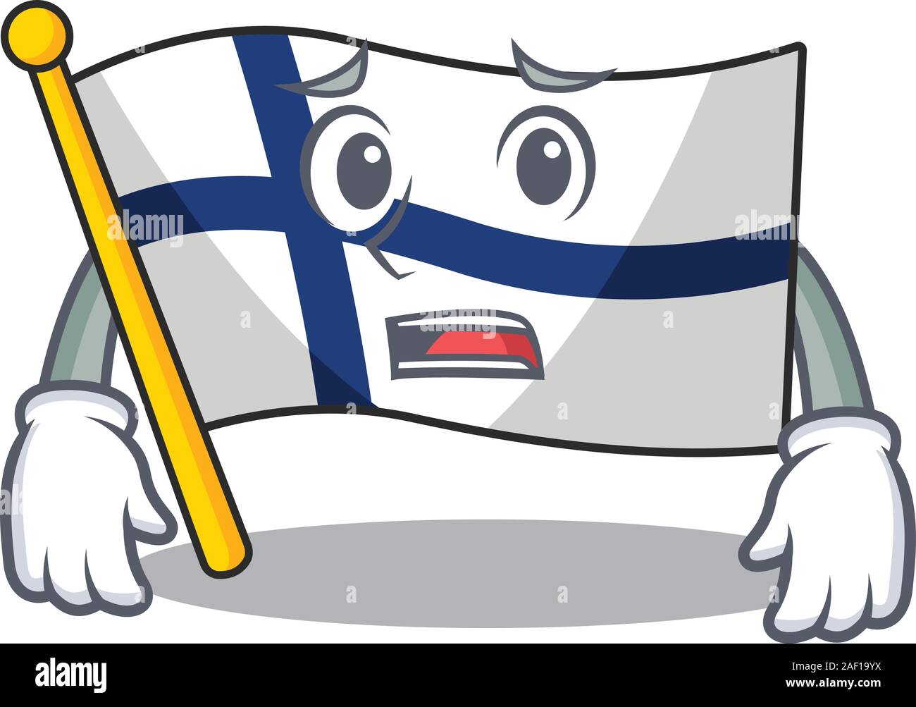 Flag finland Cartoon character showing afraid look face. Vector ...