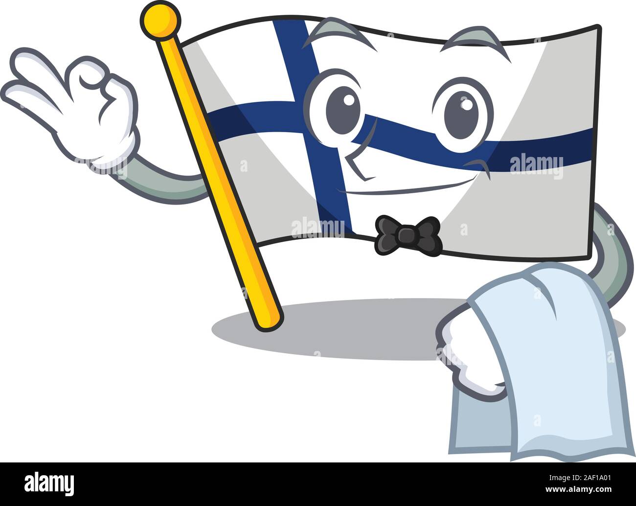Flag finland Character on A stylized Waiter look. Vector illustration ...