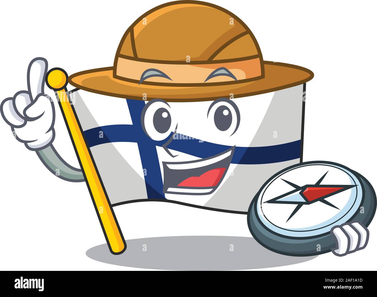 Explorer flag finland cartoon character holding a compass. Vector ...