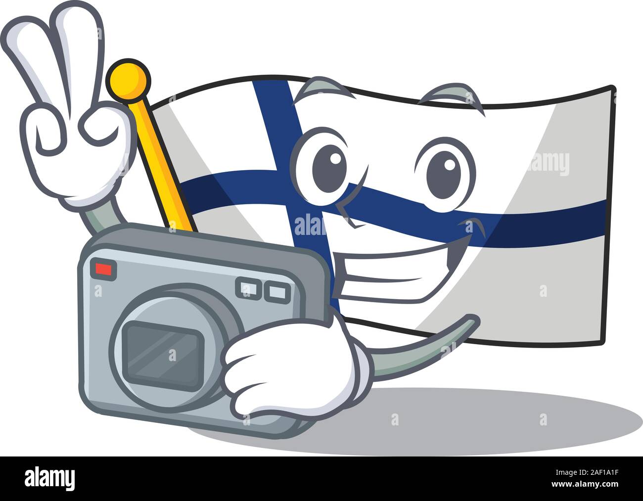 a professional Photographer flag finland cartoon character with a ...