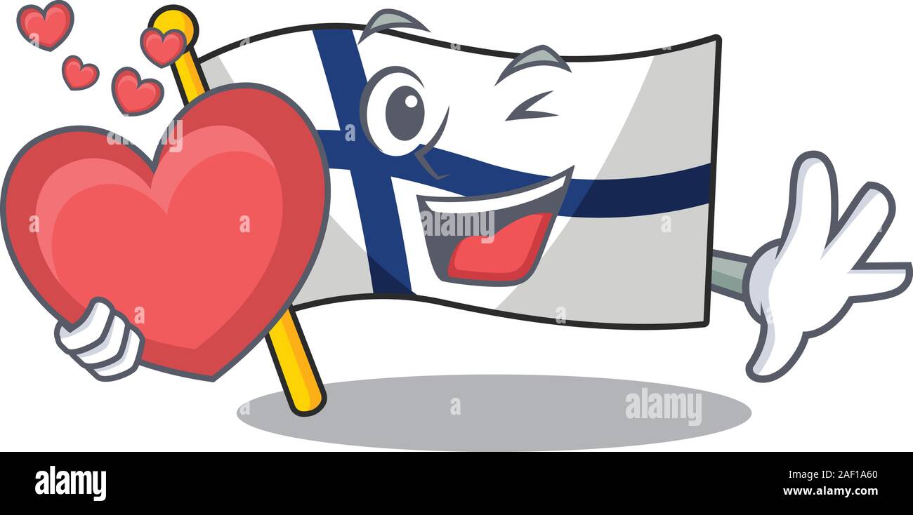 With heart flag finland cartoon character mascot style. Vector ...