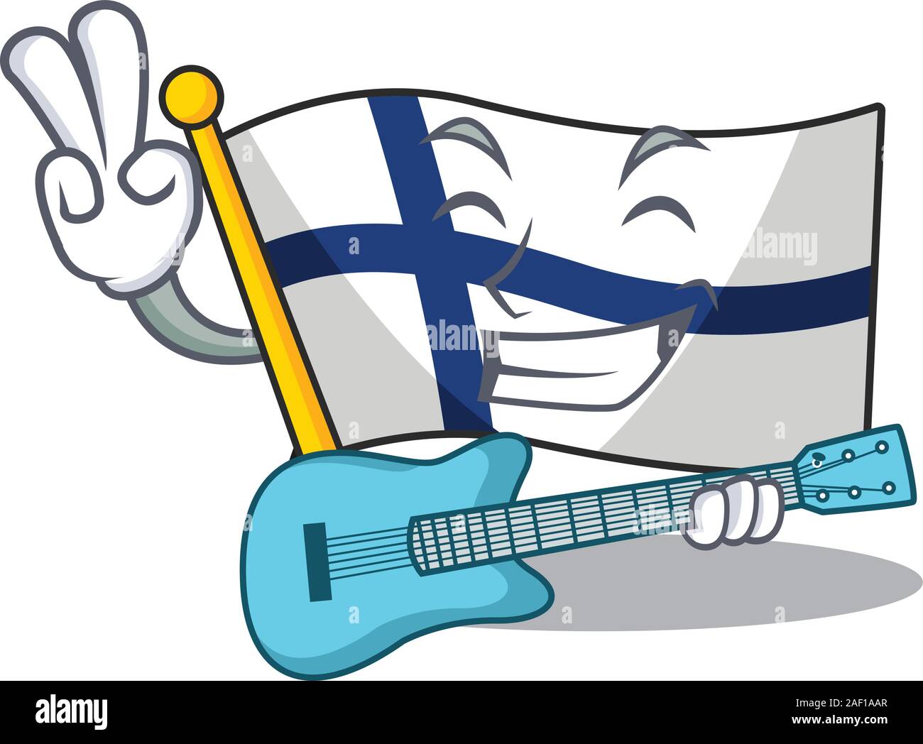 Supper cool flag finland cartoon character performance with guitar ...
