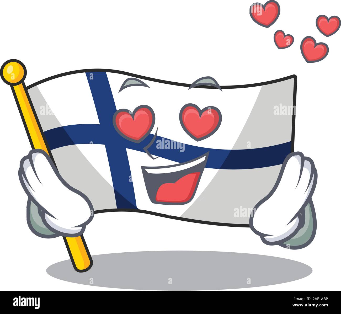 falling In love Happy cute flag finland cartoon design. Vector ...
