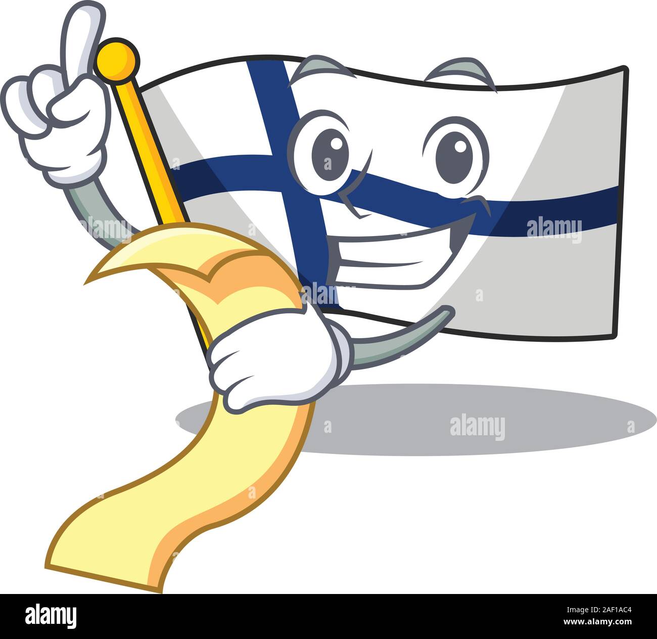 Cute Flag finland cartoon character with menu ready to serve. Vector ...