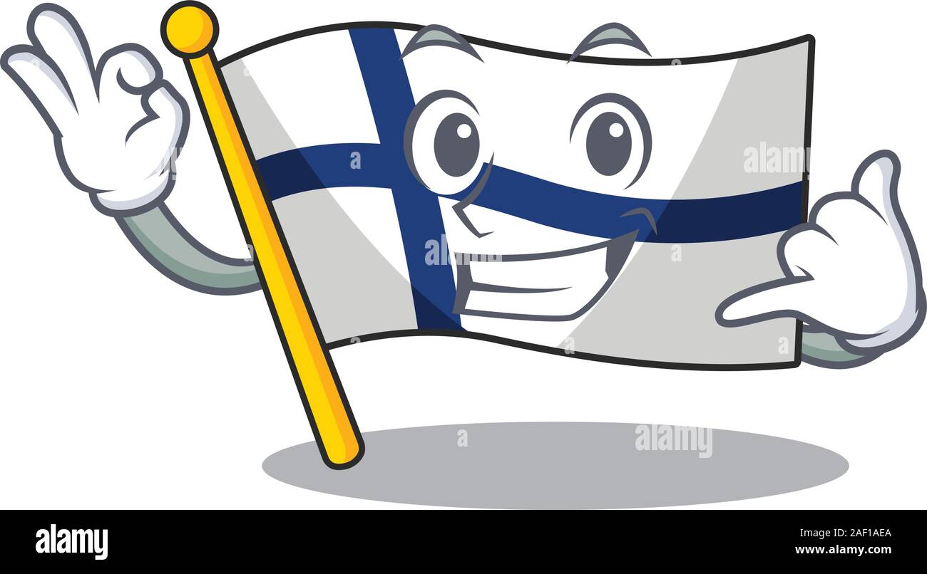 Call me cute flag finland mascot cartoon style. Vector illustration ...