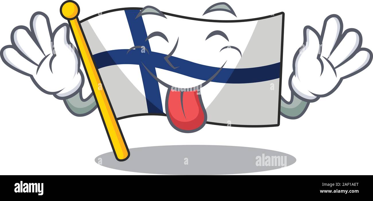 Super cute flag finland cartoon design with Tongue out. Vector ...