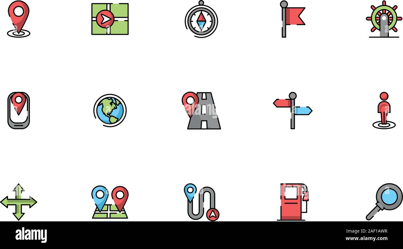 bundle of maps and navigation icons Stock Vector Image & Art - Alamy