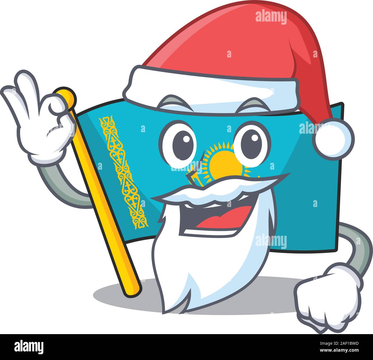 Flag kazakhstan in Santa cartoon character design. Vector illustration ...