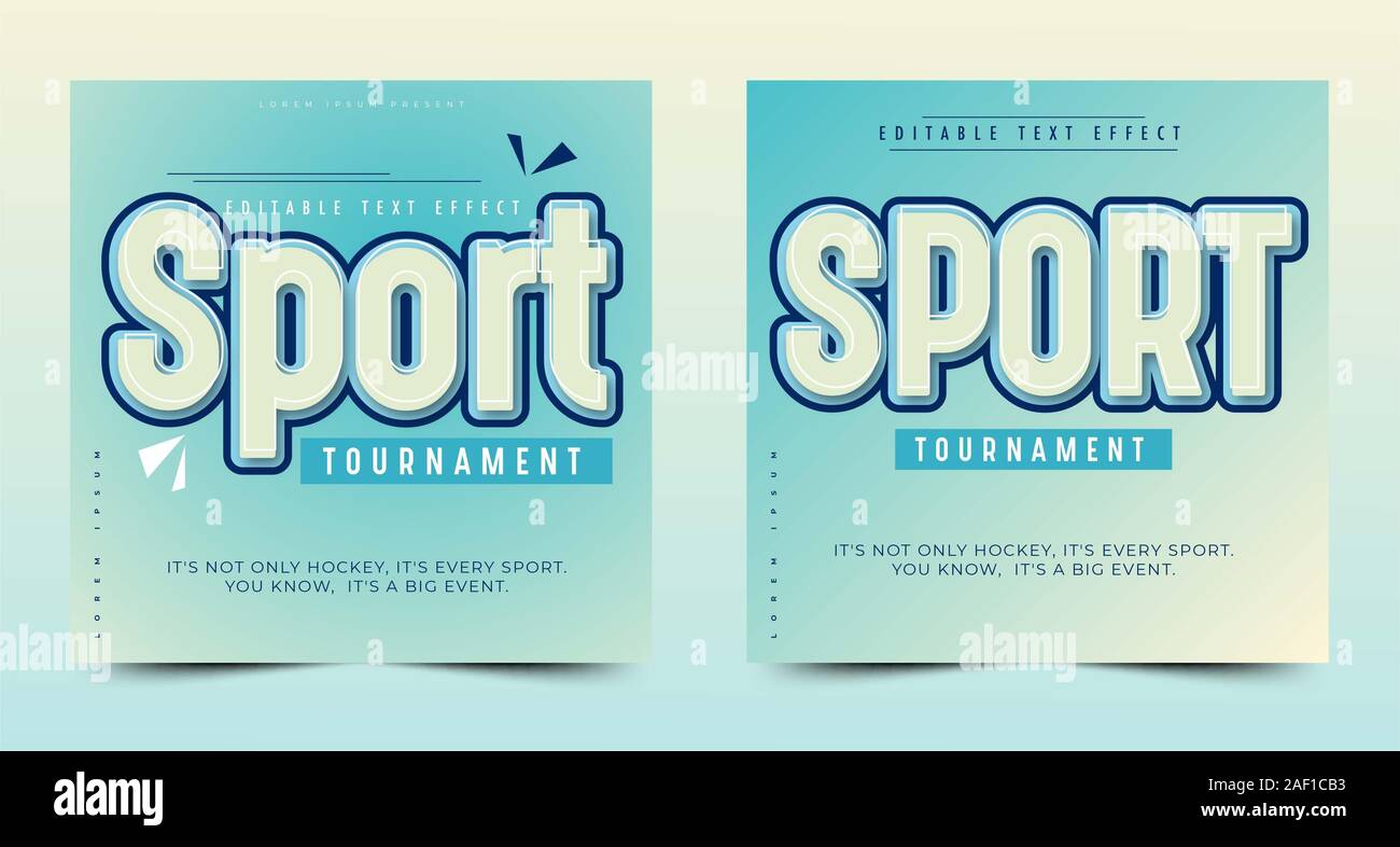 two style special sport event header or title, editable text effect ...