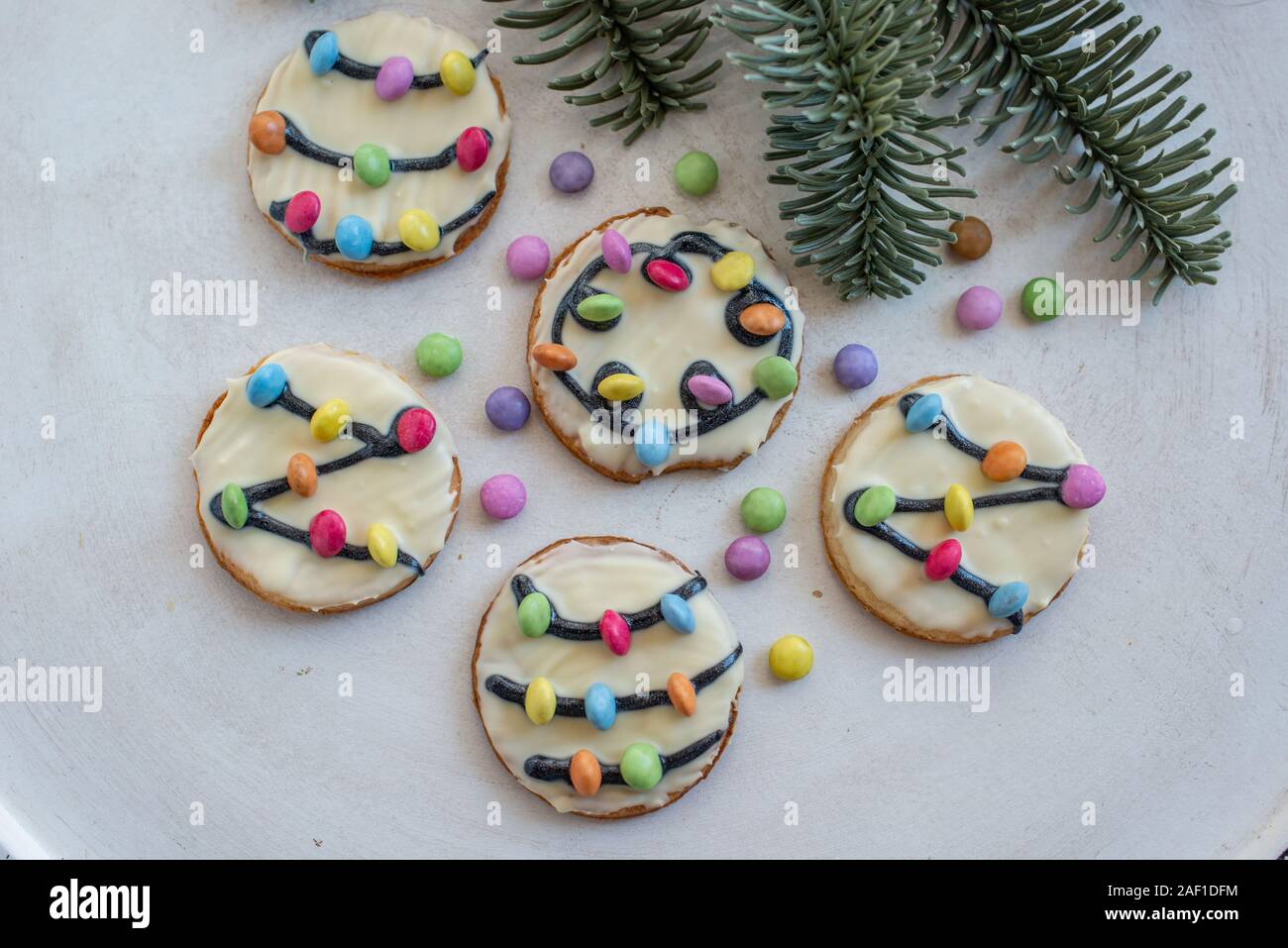 Christmas Lights Cookies Stock Photo - Alamy