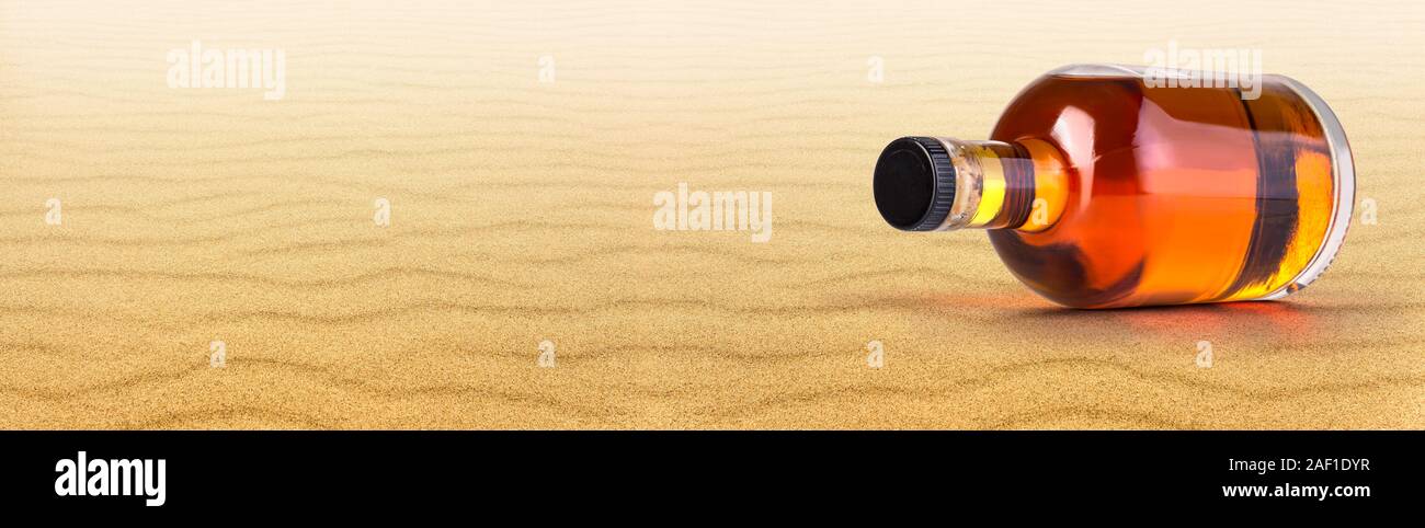 Holiday fun concept. Bottle of rum on the beach background Stock Photo ...