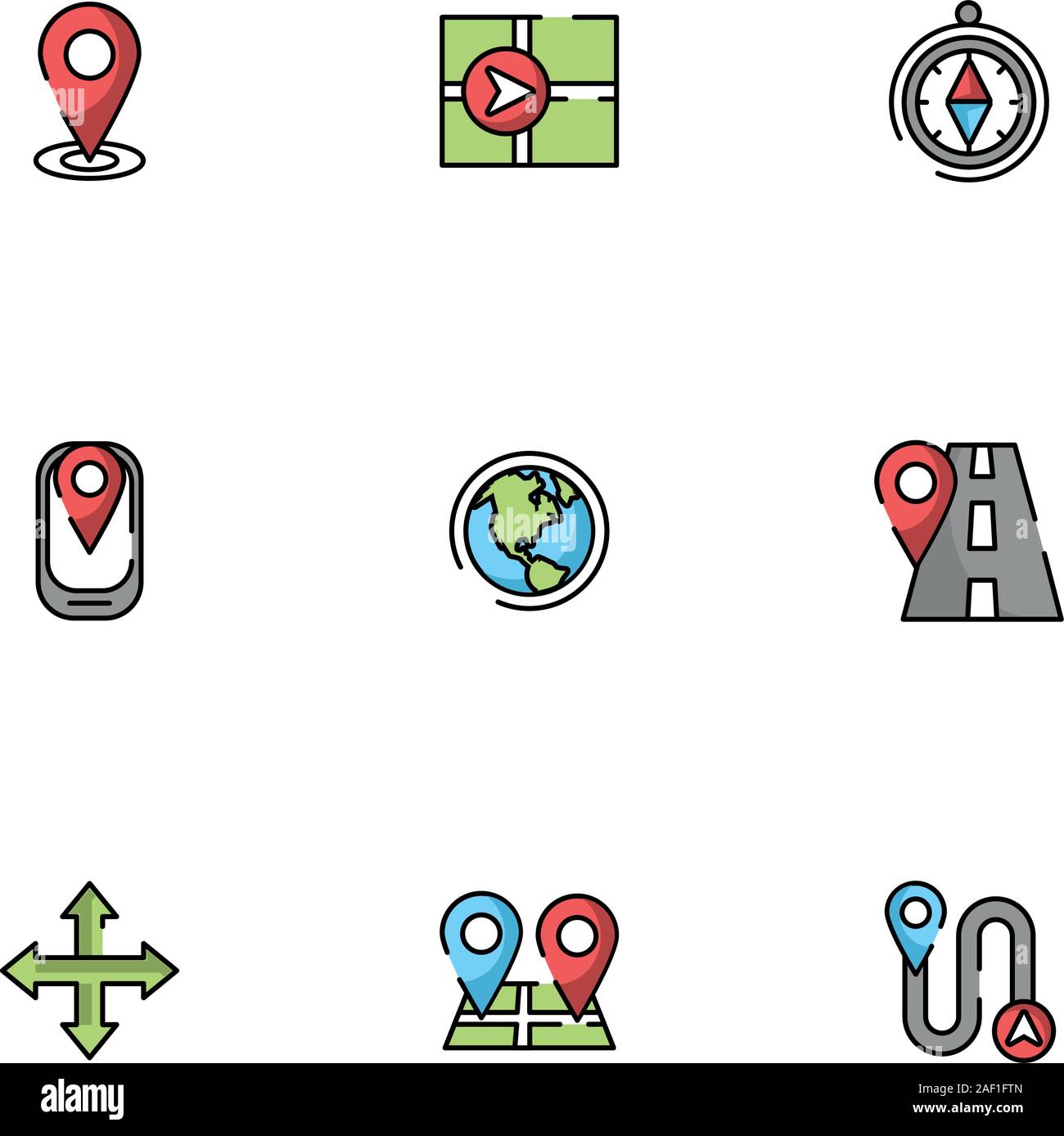 bundle of maps and navigation icons Stock Vector Image & Art - Alamy