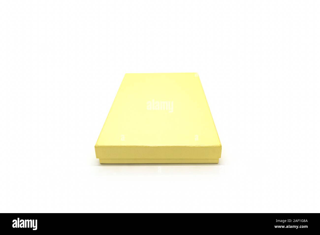 Golden square box on the white background Stock Photo - Alamy