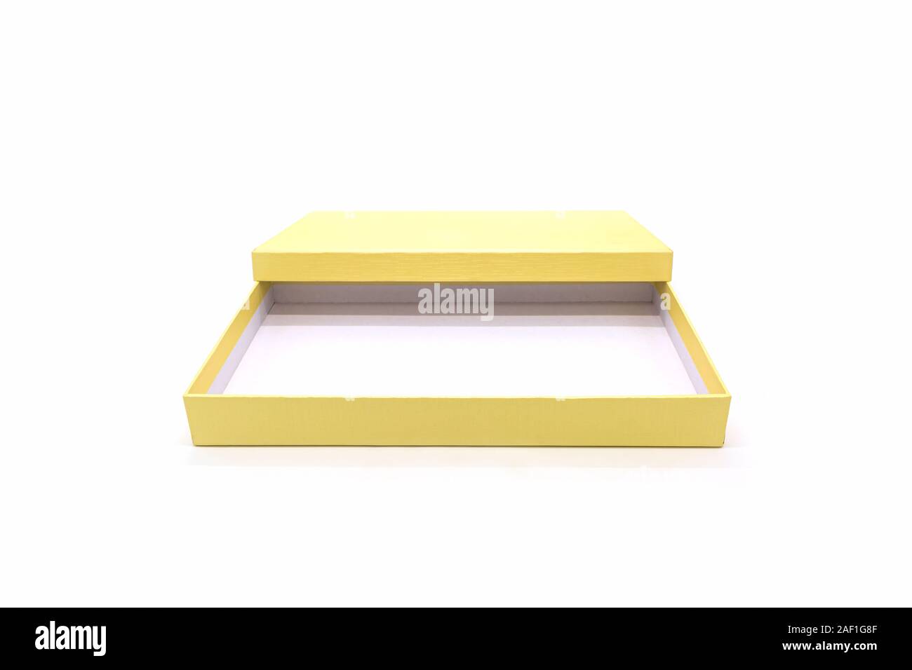 Golden square box on the white background Stock Photo - Alamy