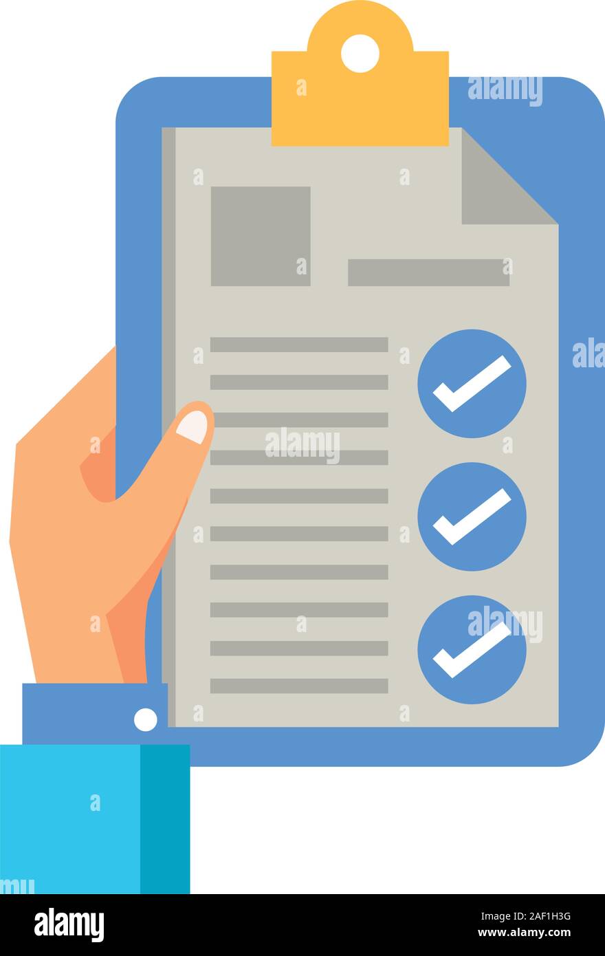 hand with clipboard checklist document Stock Vector Image & Art - Alamy
