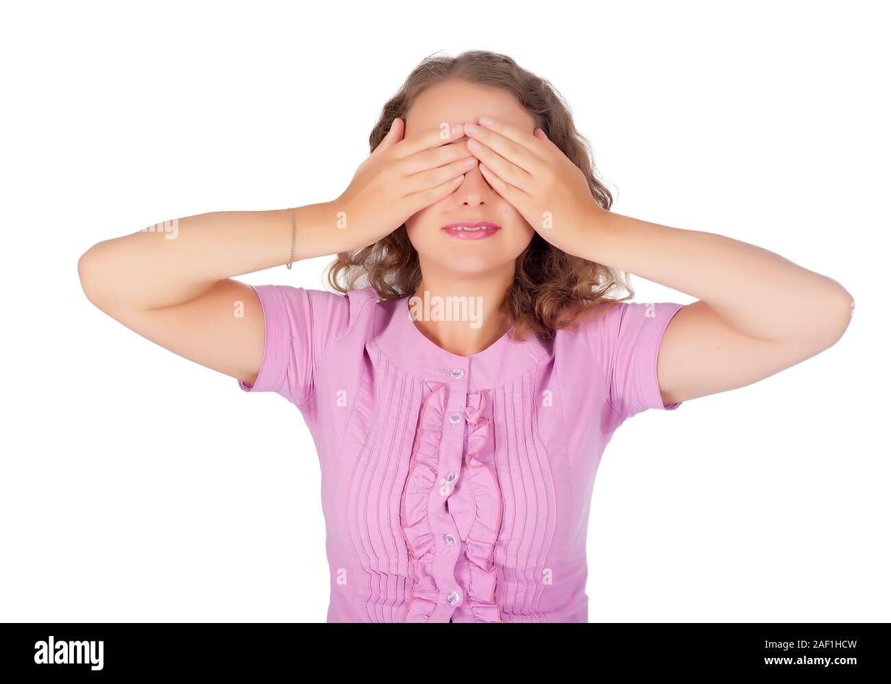 Woman covering eyes Stock Photo - Alamy