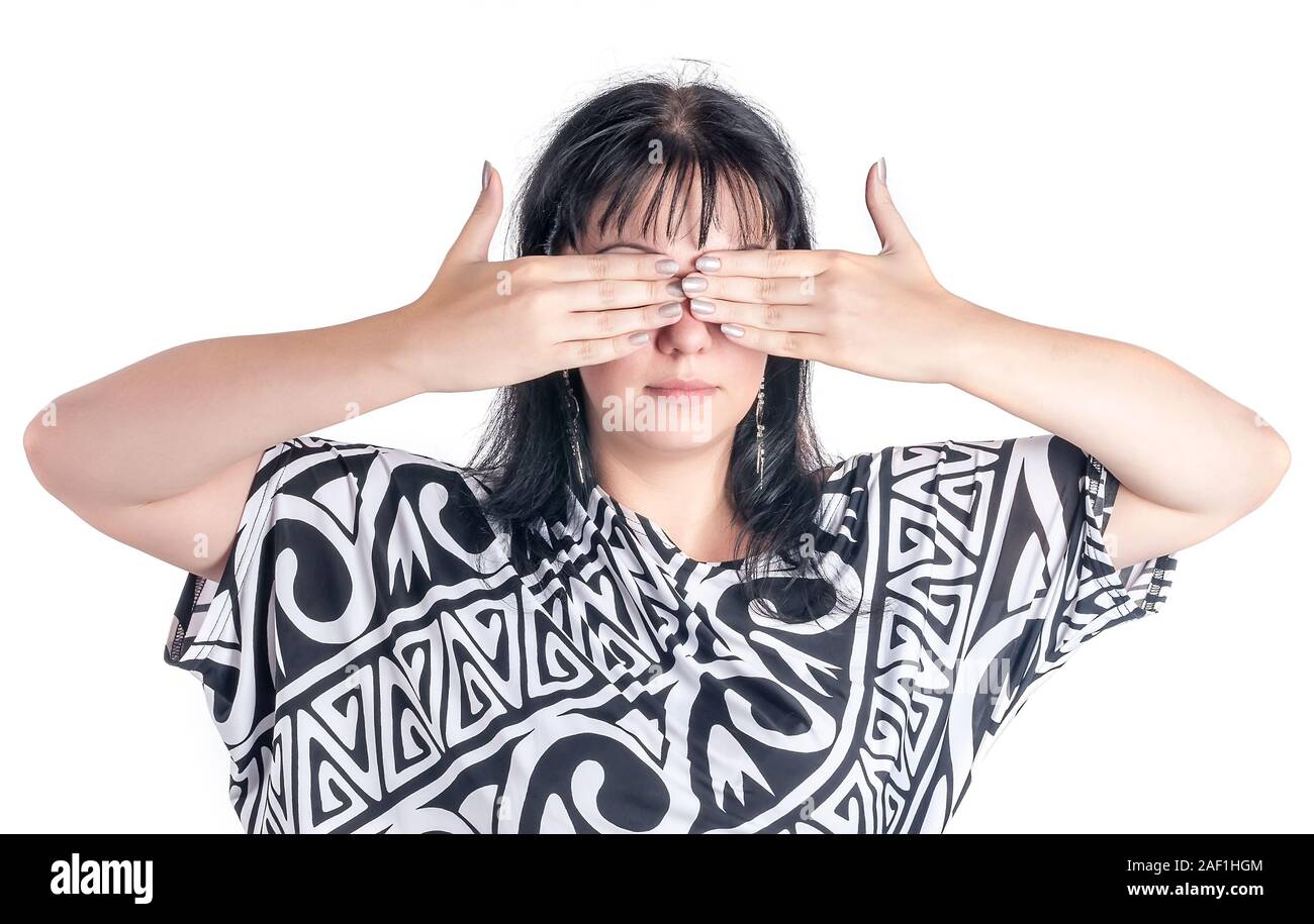 Woman covering eyes Stock Photo - Alamy