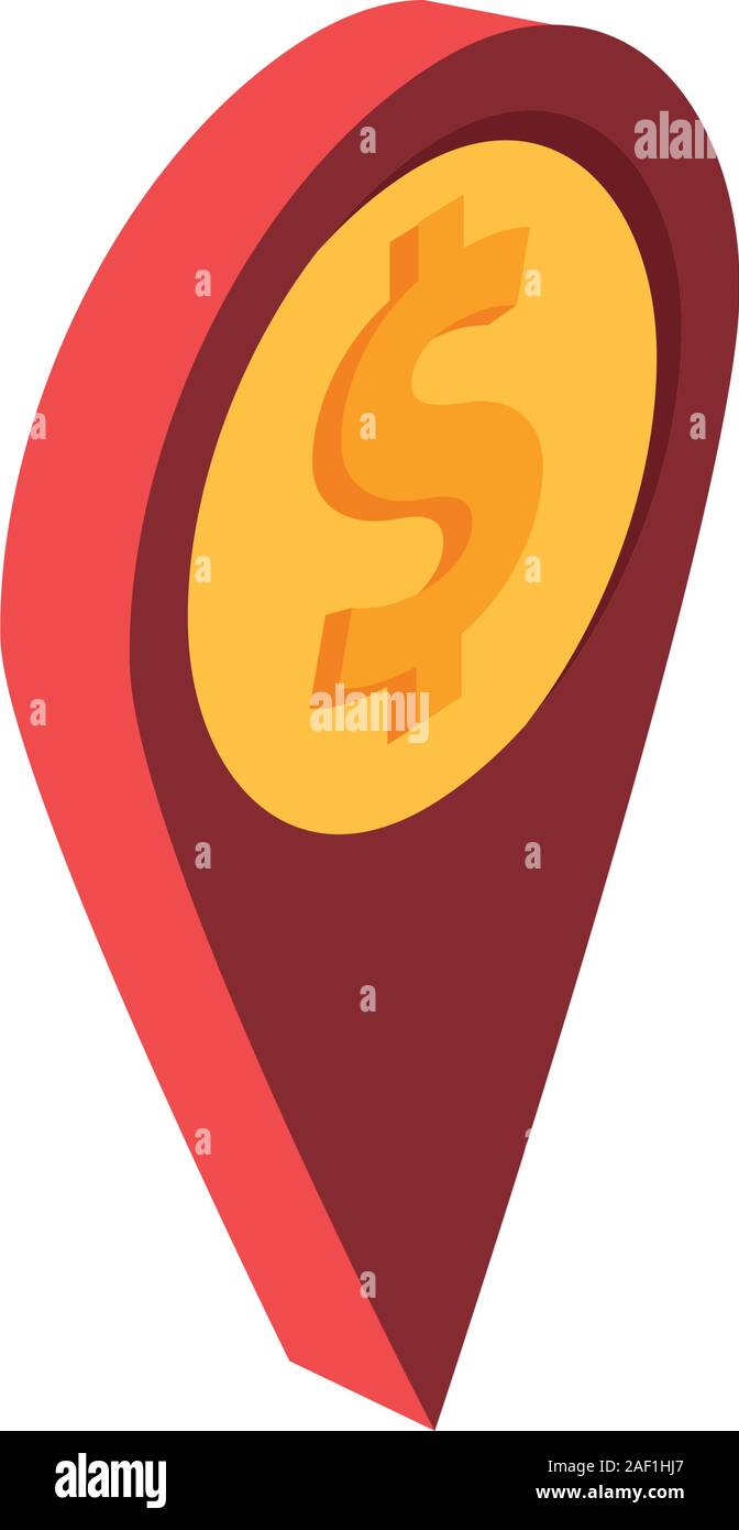 pin location with coin money dollar Stock Vector Image & Art - Alamy